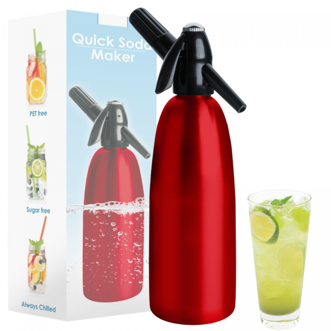 Syfon do wody sodowej gazowanej saturator 1 litr CZERWONY | QUICK SODA ...